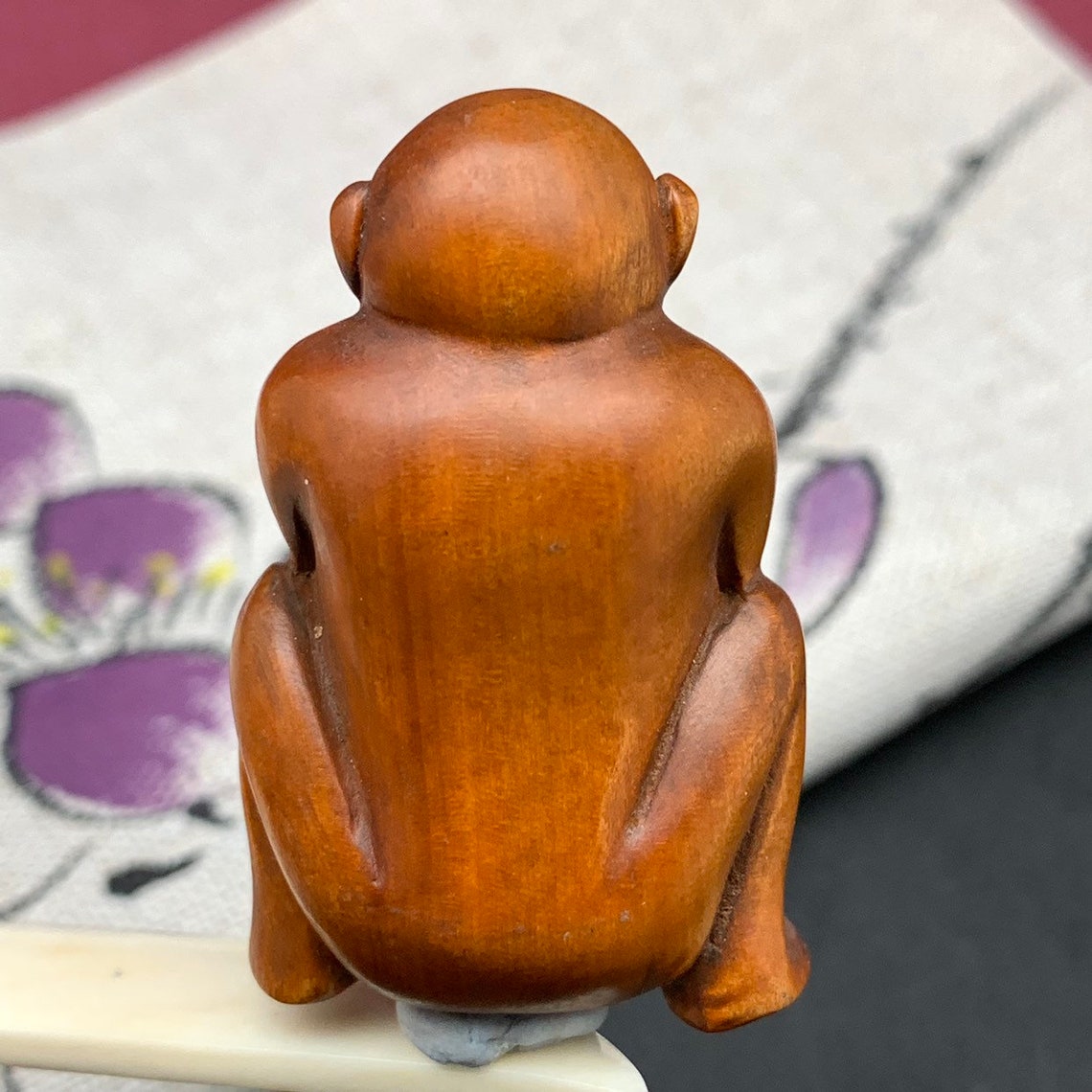 Hand Carved Boxwood Monkey Netsuke Speak No Evil Boxwood - Etsy