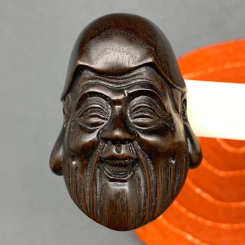 Hand Carved Teakwood Japanese Opera Mask a Money God - Etsy