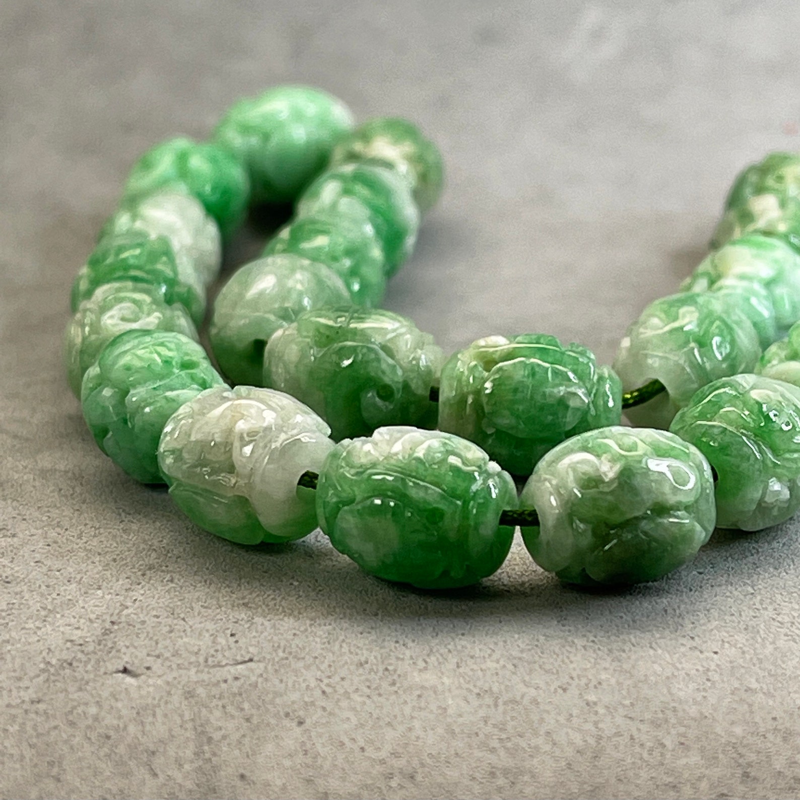 Jade Carving: 1 Oval Hand Carved Natural Color Jadeite Bead - Etsy