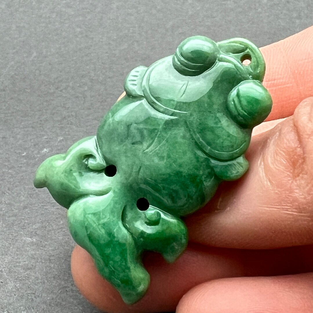 Jadeite Carving: One Natural Jade Carving of a Koi Fish, Natural Color ...