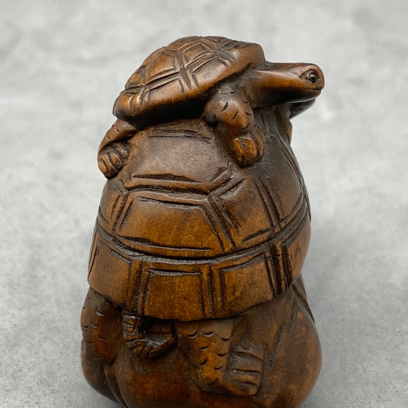 Hand Carved Boxwood a Group of Turtles Turtle Netsuke - Etsy