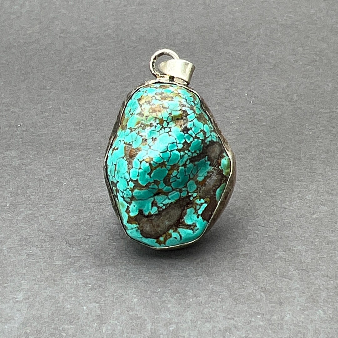 Estate Sales: Vintage Turquoise With Silver Wraps and Bail, Hand ...