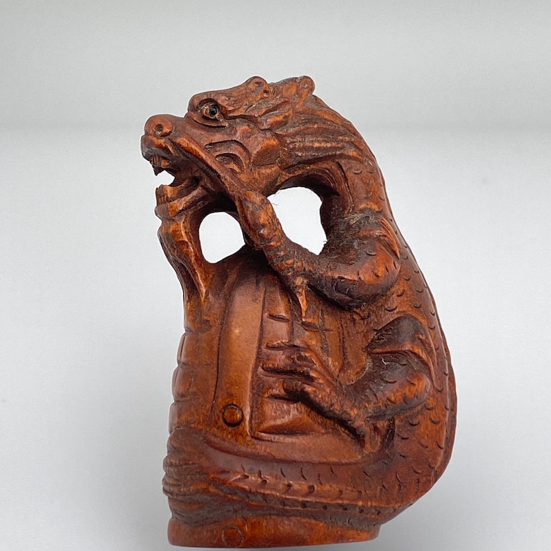 Hand Carved Boxwood Dragon Netsuke Wood Dragon Netsuke - Etsy