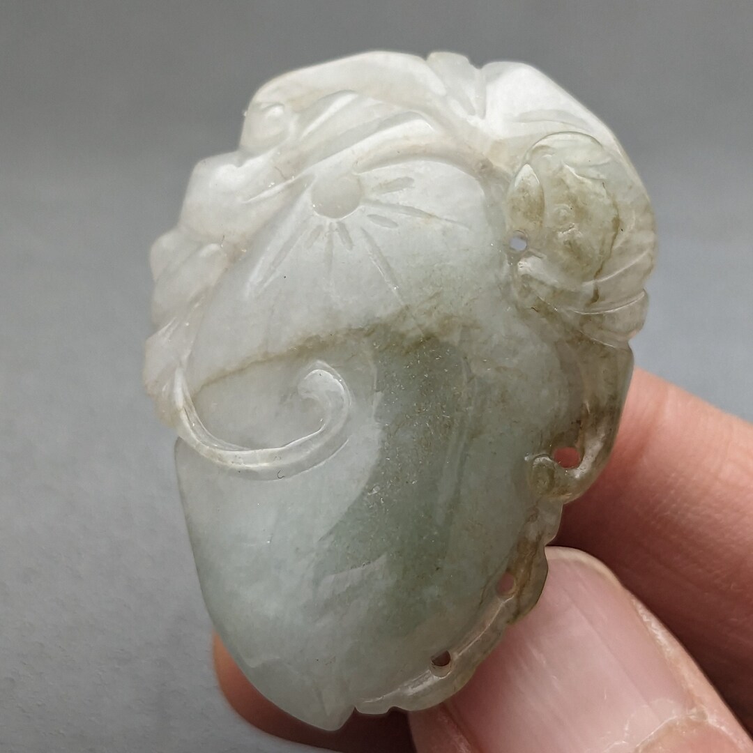 One Hand Carved Jadeite Pendant, Vintage Jadeite Pendant, Natural Color ...