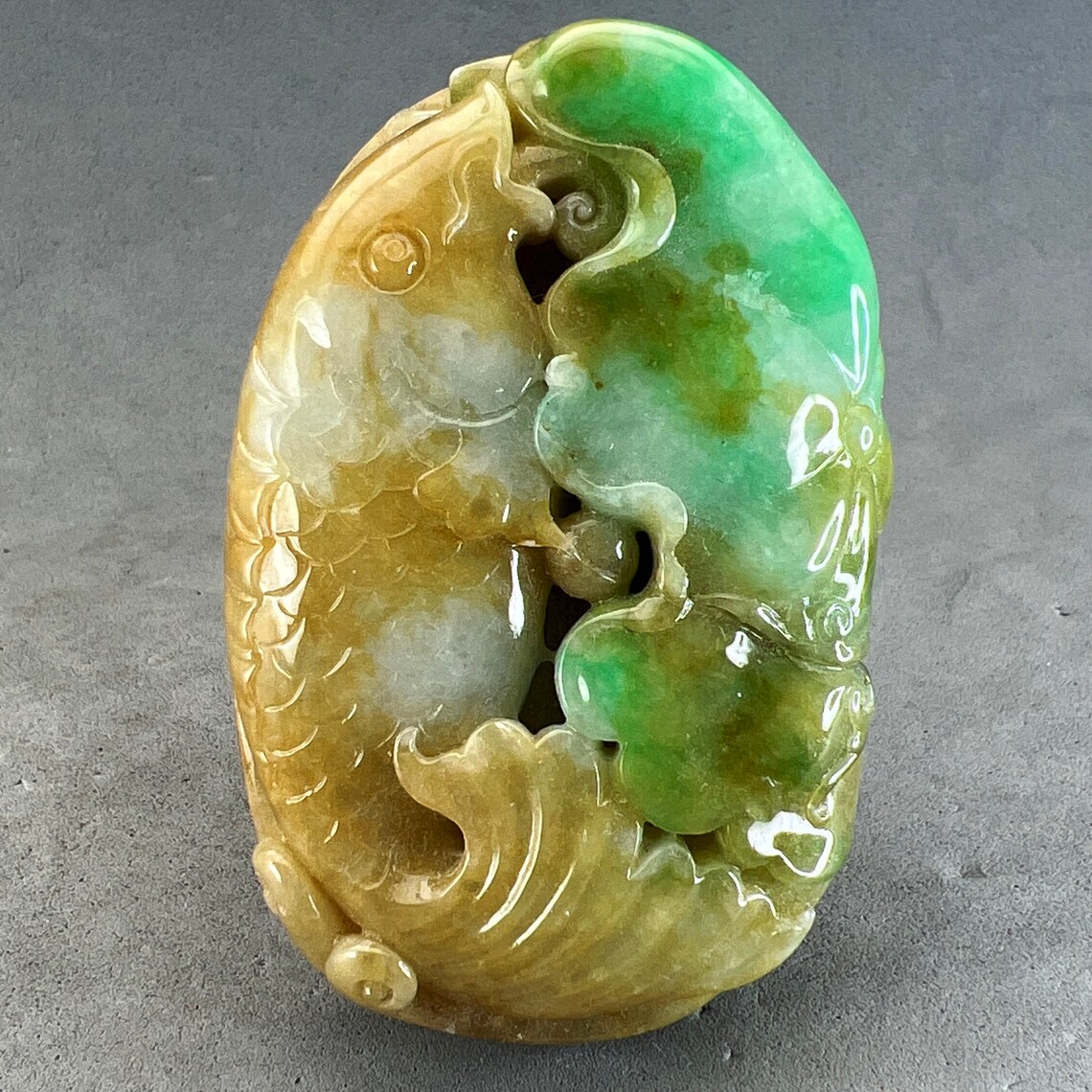 Jadeite Carving: Natural Jade Carving of a Koi Fish Swimming - Etsy