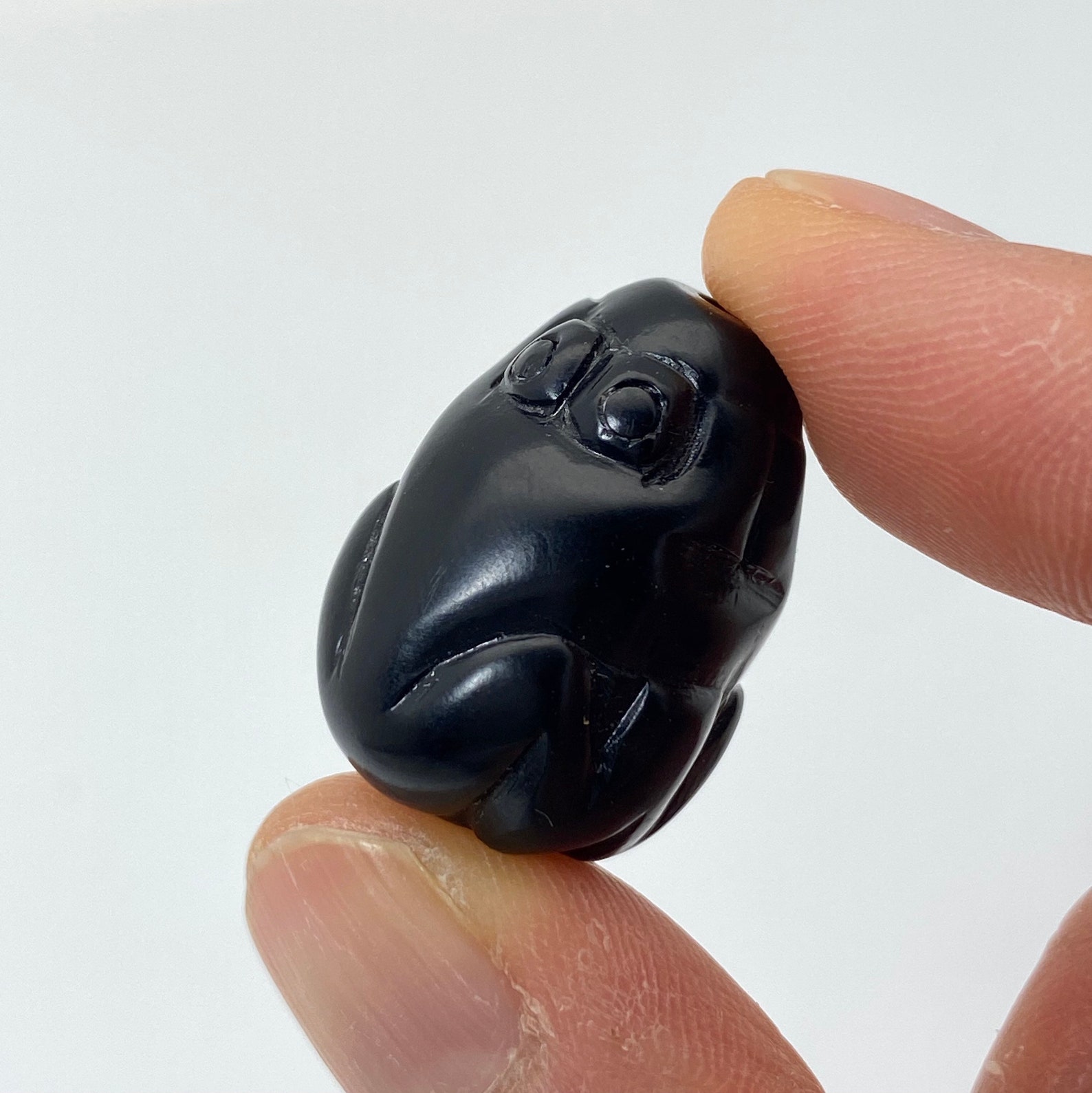 Hand Carved Jet Bead: a Cuddling Frogs a Pair of Frog | Etsy