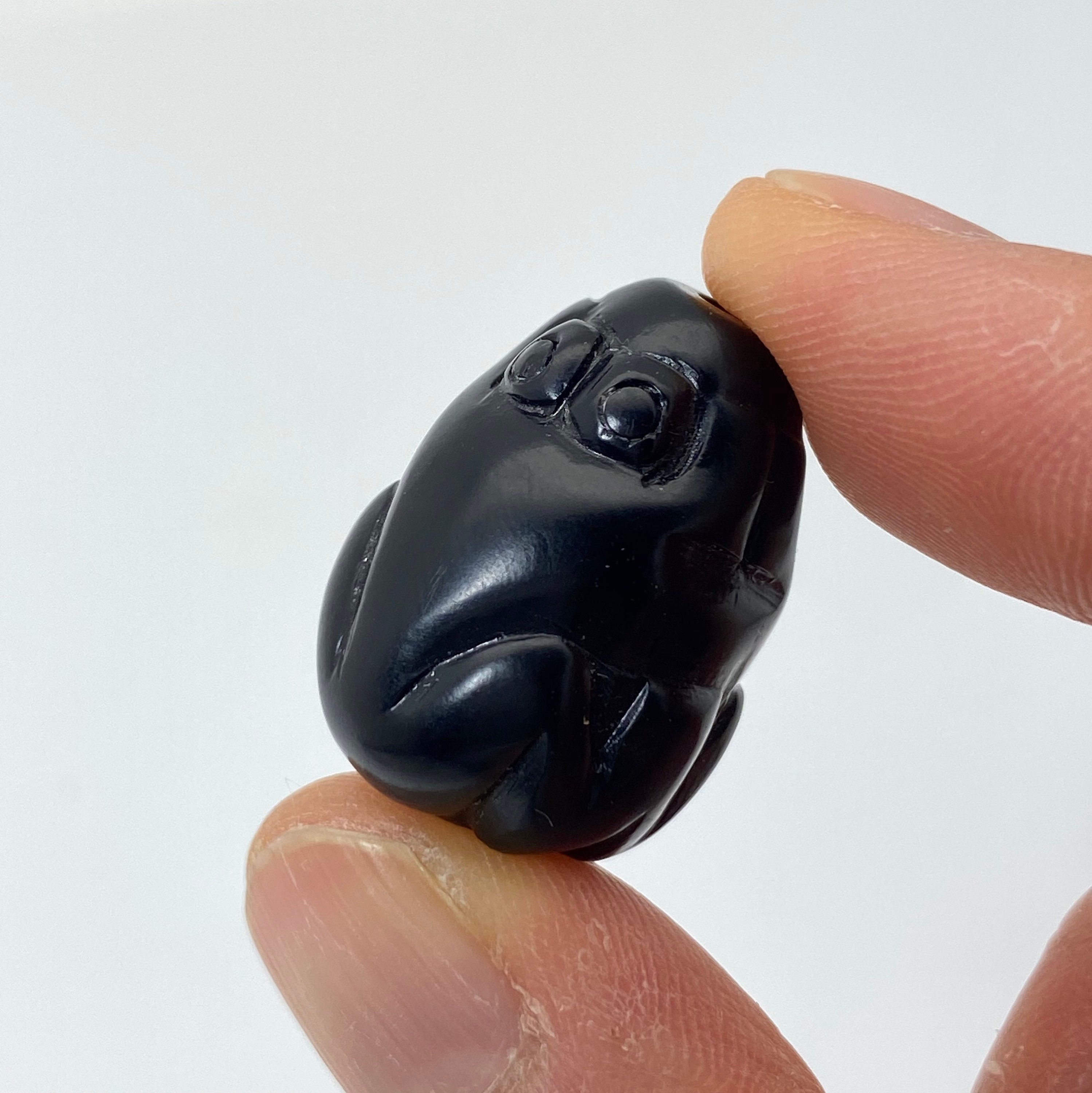 Hand Carved Jet Bead: a Cuddling Frogs a Pair of Frog | Etsy