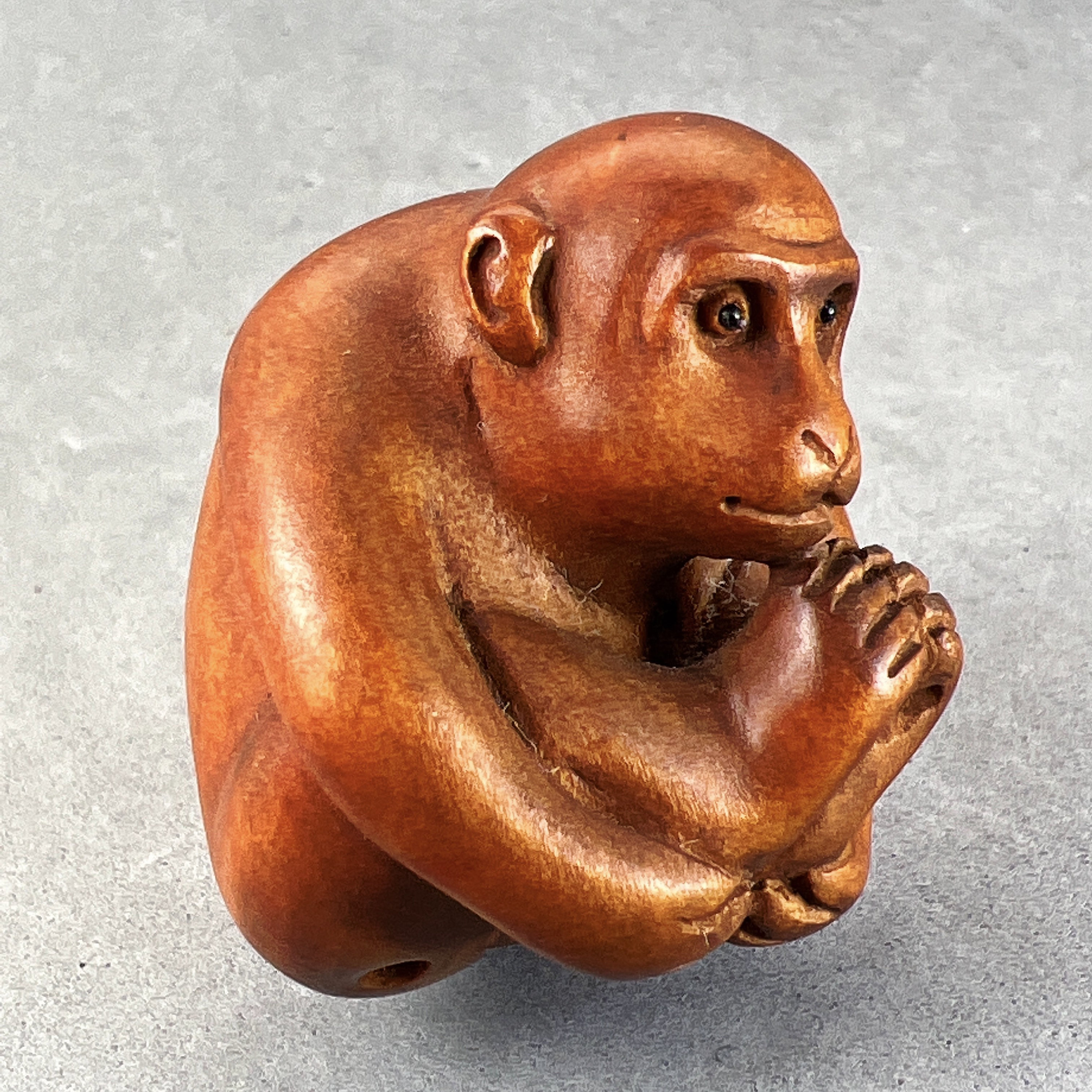 Hand Carved Boxwood Monkey Netsuke Wood Monkey Netsuke - Etsy