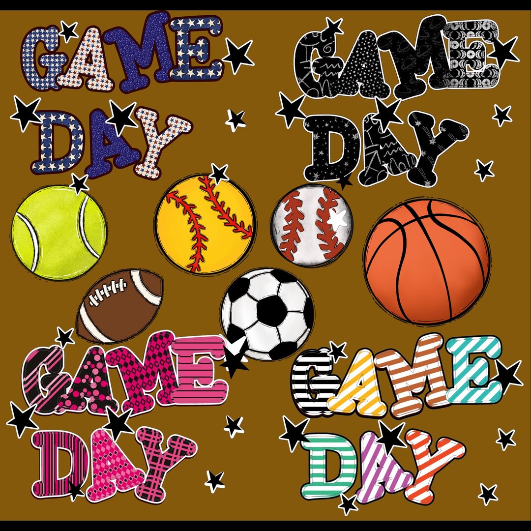 GAME DAY 4 Different Colors With 6 Designs Each PNG Instant Download - Etsy