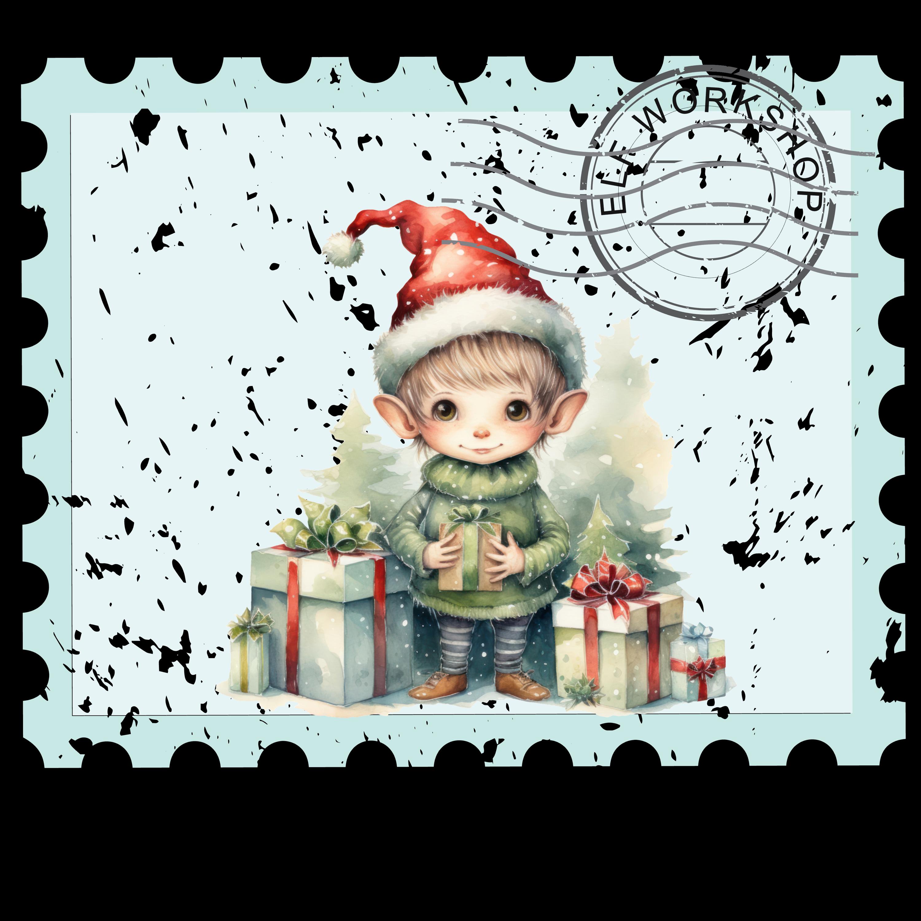 Elf Workshop Postage Stamp PNG Design File - Etsy