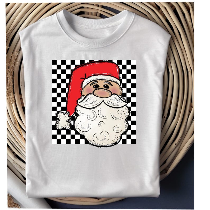 Santa With Checkered Background - Etsy