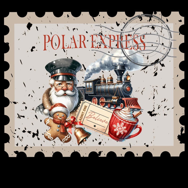 POLAR EXPRESS Postage Stamp PNG Digital Design - Etsy