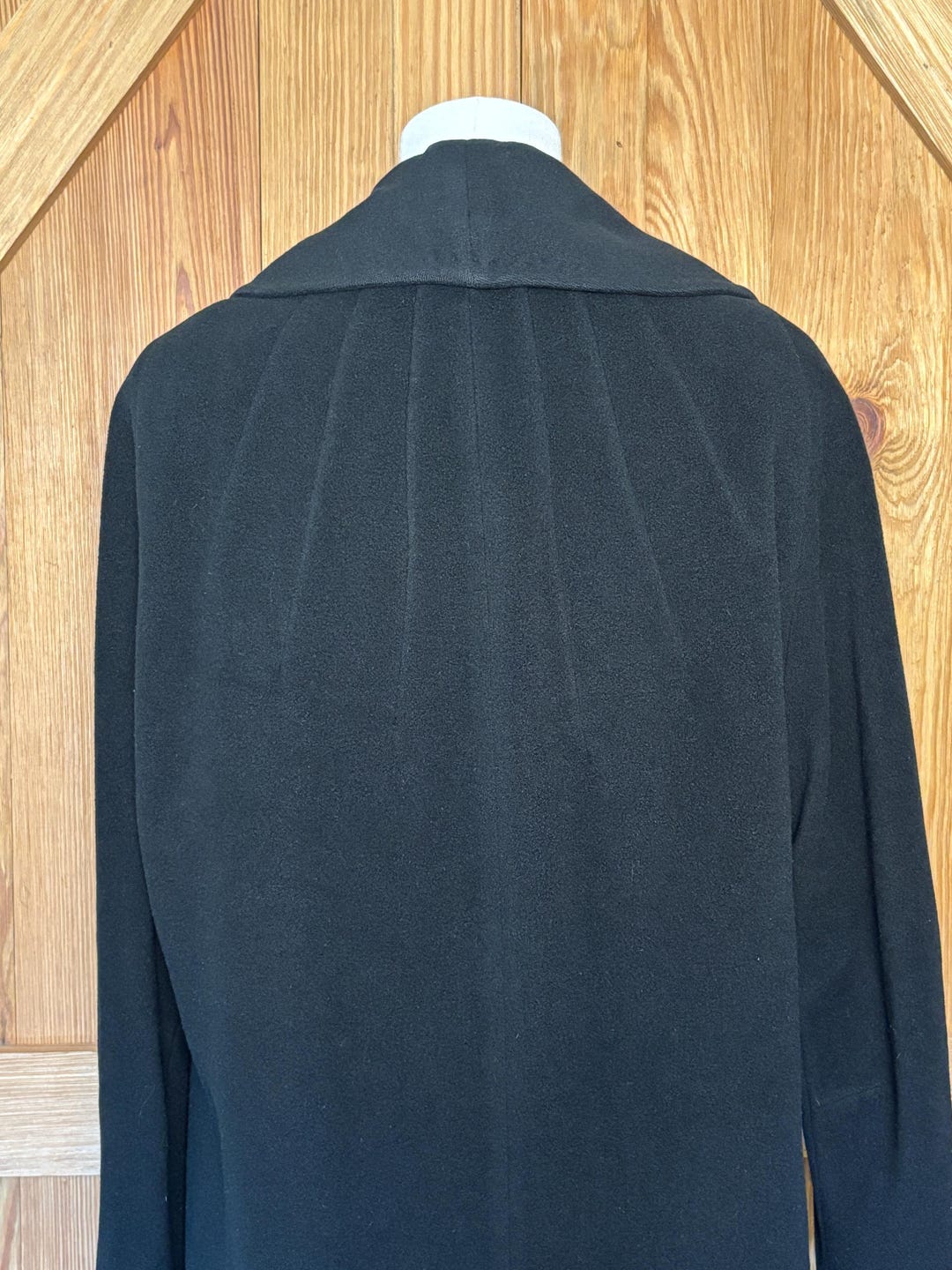 Vintage 100% Cashmere Pleated Back Coat | Black Soft Oversized Wool ...