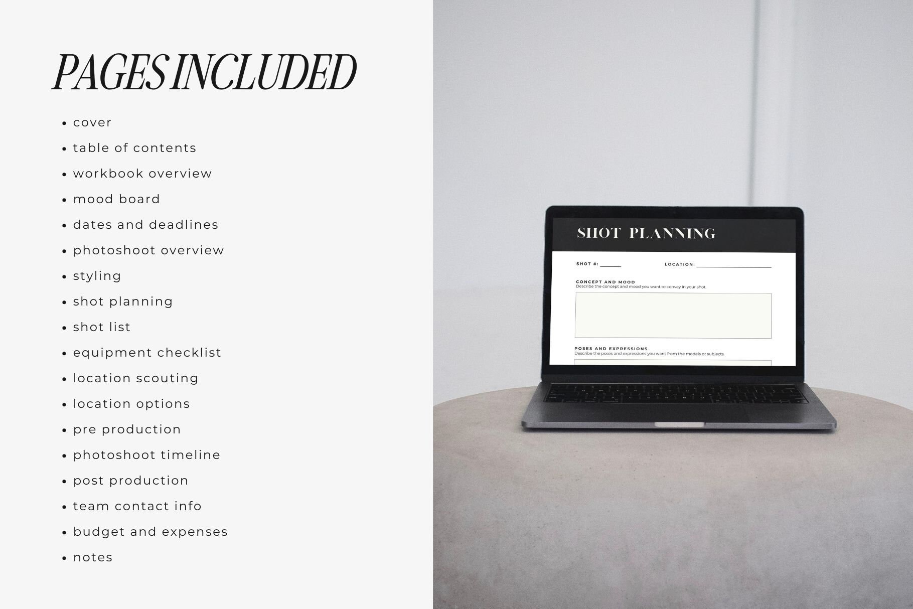 Photography Workbook Template | Photoshoot Planning | Ebook Template ...