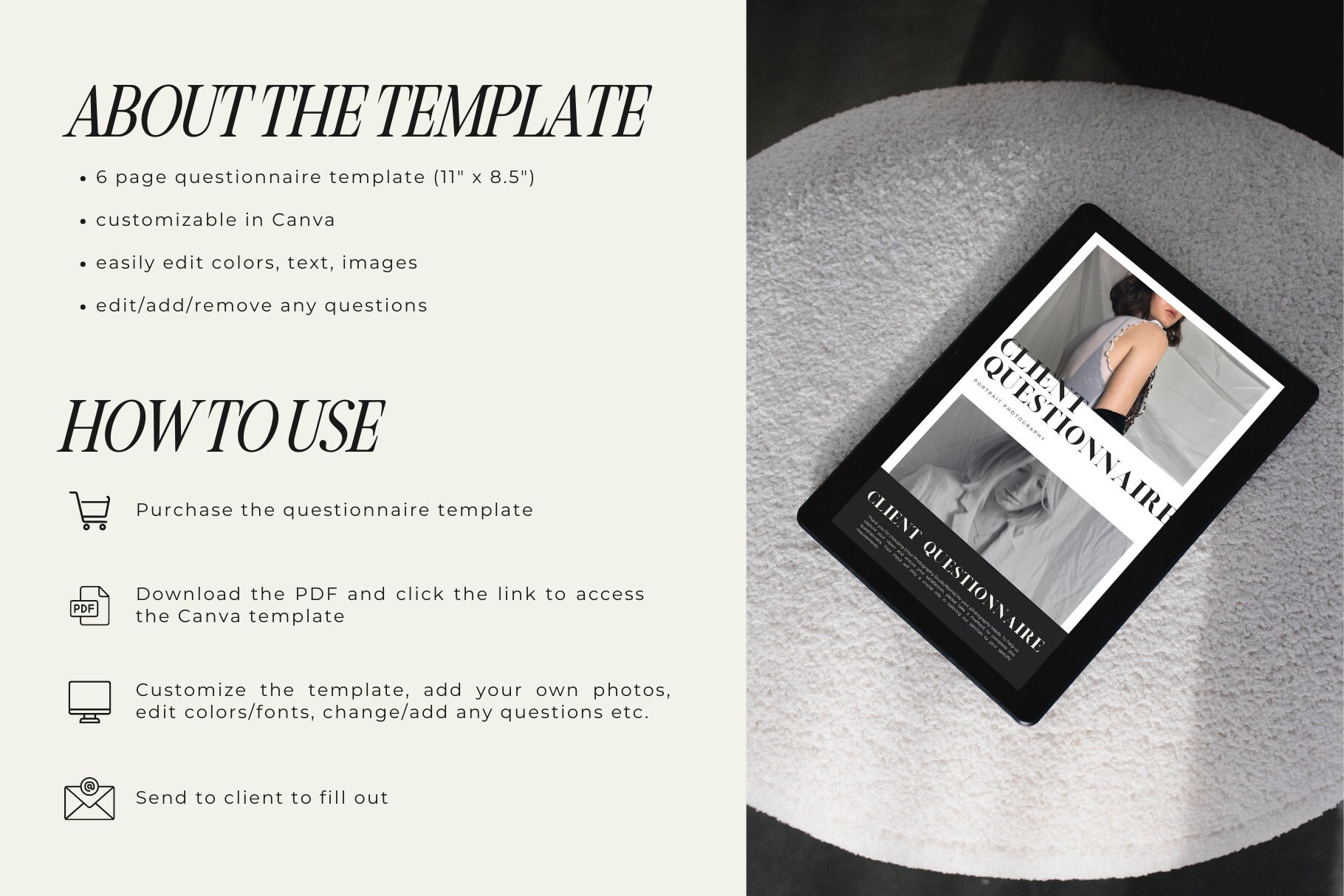 Photography Client Questionnaire Template | Booking Form | Client ...