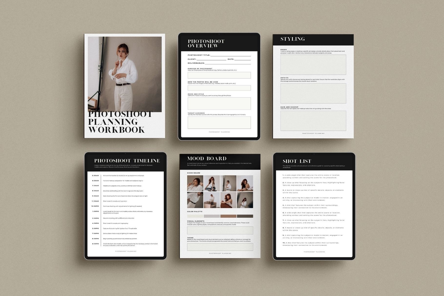 Photography Workbook Template Photoshoot Planning Ebook Template ...