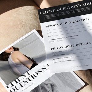 Photography Client Questionnaire Template Booking Form Client Intake ...