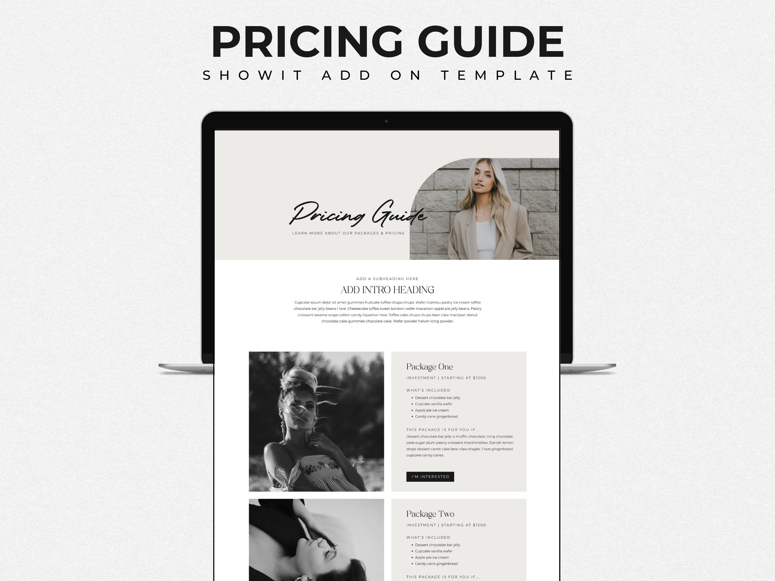 Price List Template Showit Add-on Page Web Site Design Showit Template ...