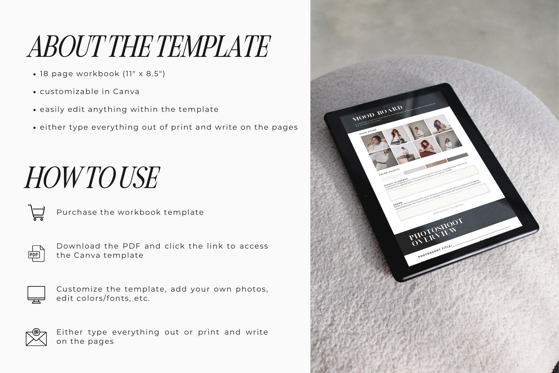 Photography Workbook Template | Photoshoot Planning | Ebook Template ...