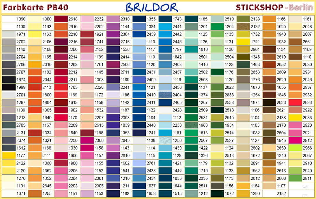 Brildor Stickgarn PB40 - 1000m - Kauf 11 Zahl 10 - Etsy