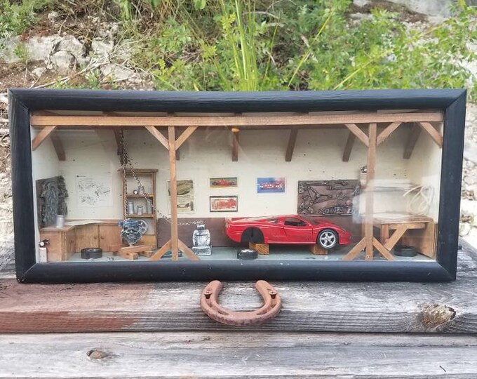 Shadow Box / Red Lamborghini / in Home Garage / Auto Mechanic Garage ...