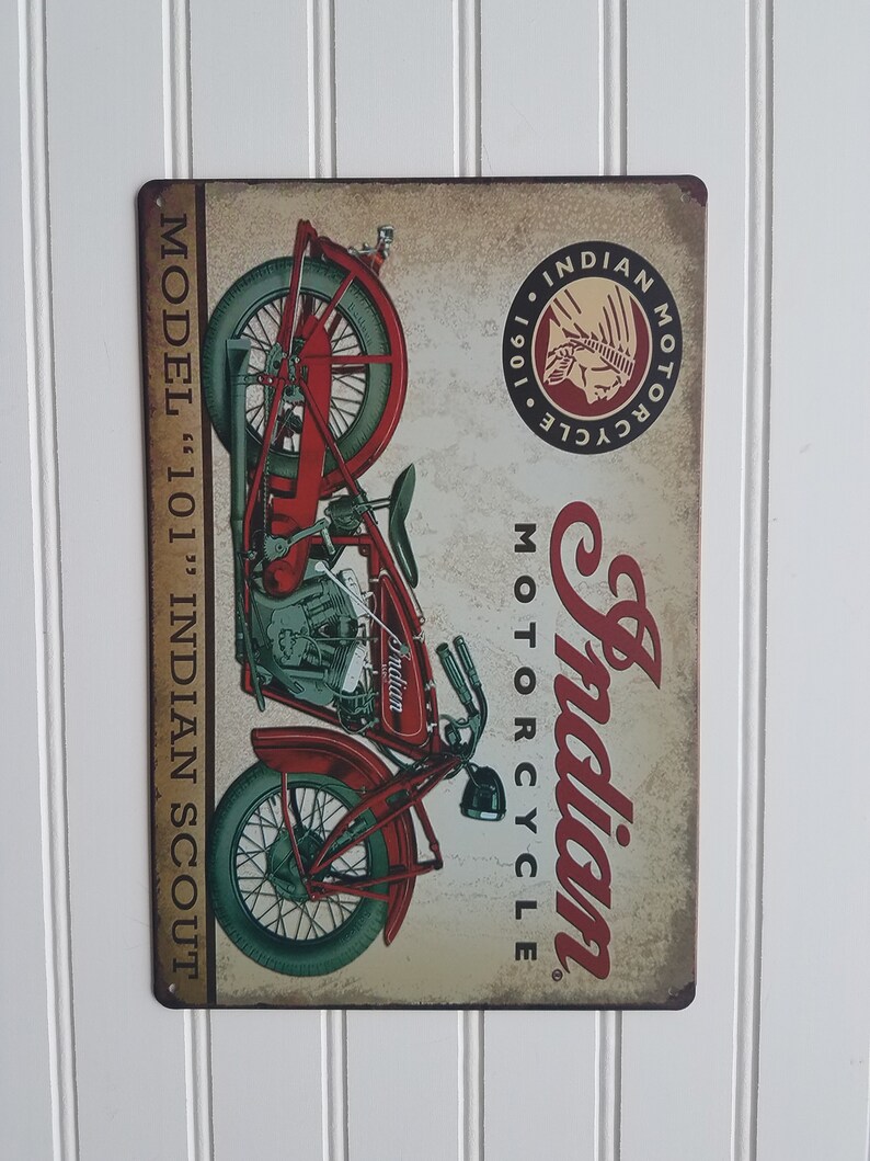 Vintage Nostalgic Metal Sign / Indian Motorcycle / Model 101 / - Etsy