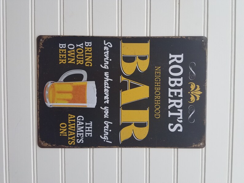 Vintage Nostalgic Metal Sign / Robert's Neighbor hood Bar | Etsy