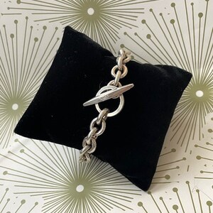 Chunky Sterling Silver Link Loop Bracelet With Toggle Closure Vintage ...