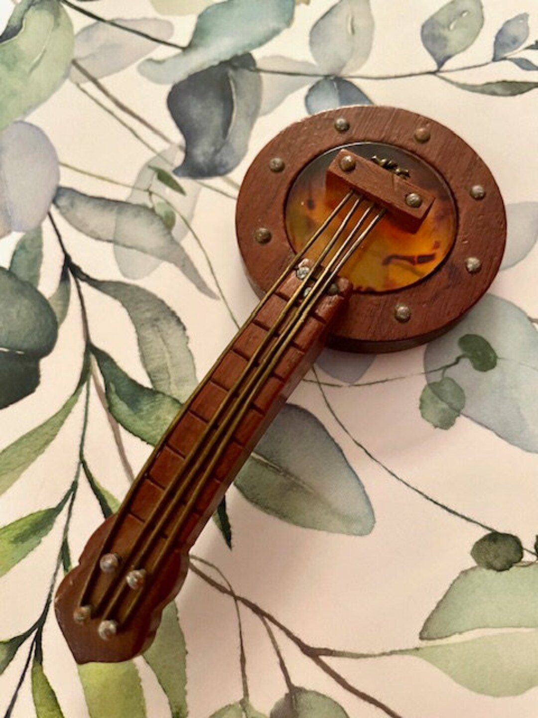 1950's Brown Banjo Brooch Pin - Etsy