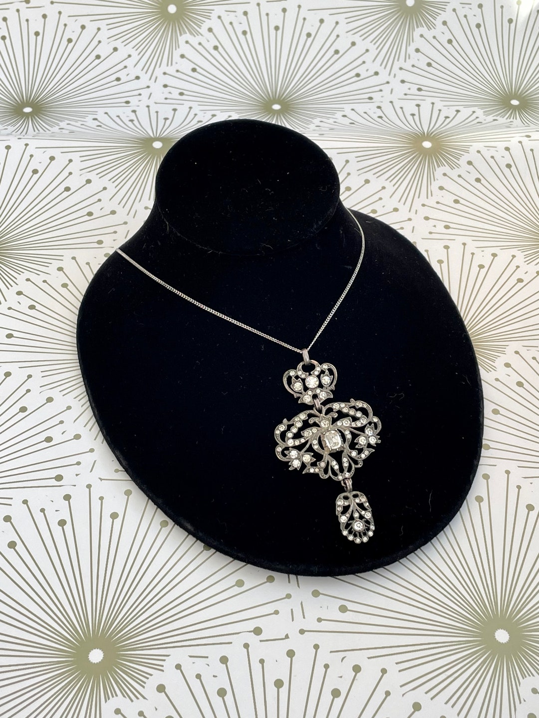 Antique Paste Silver Chandelier Necklace - Etsy