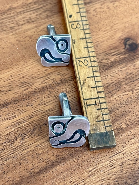 Antonio Pineda Sterling Carved Bird cufflinks - Gem