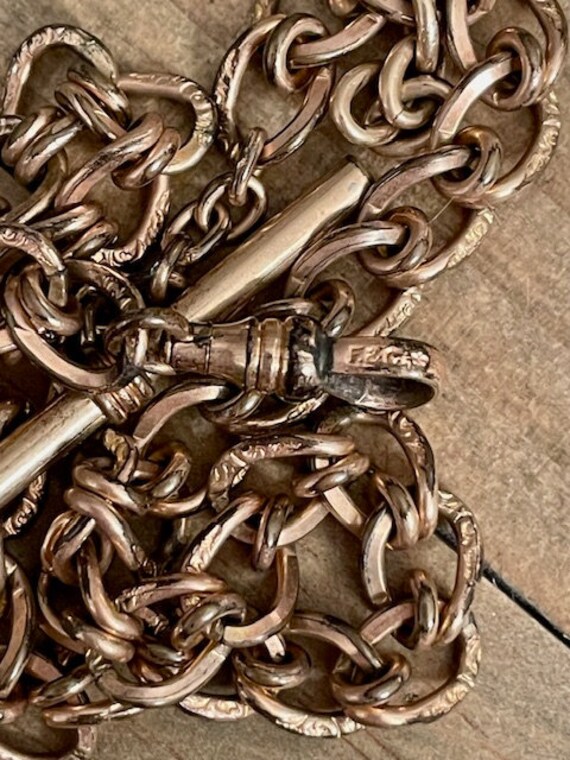 Victorian Chunky Watch Chain Gold Filled with T-bar a… - Gem