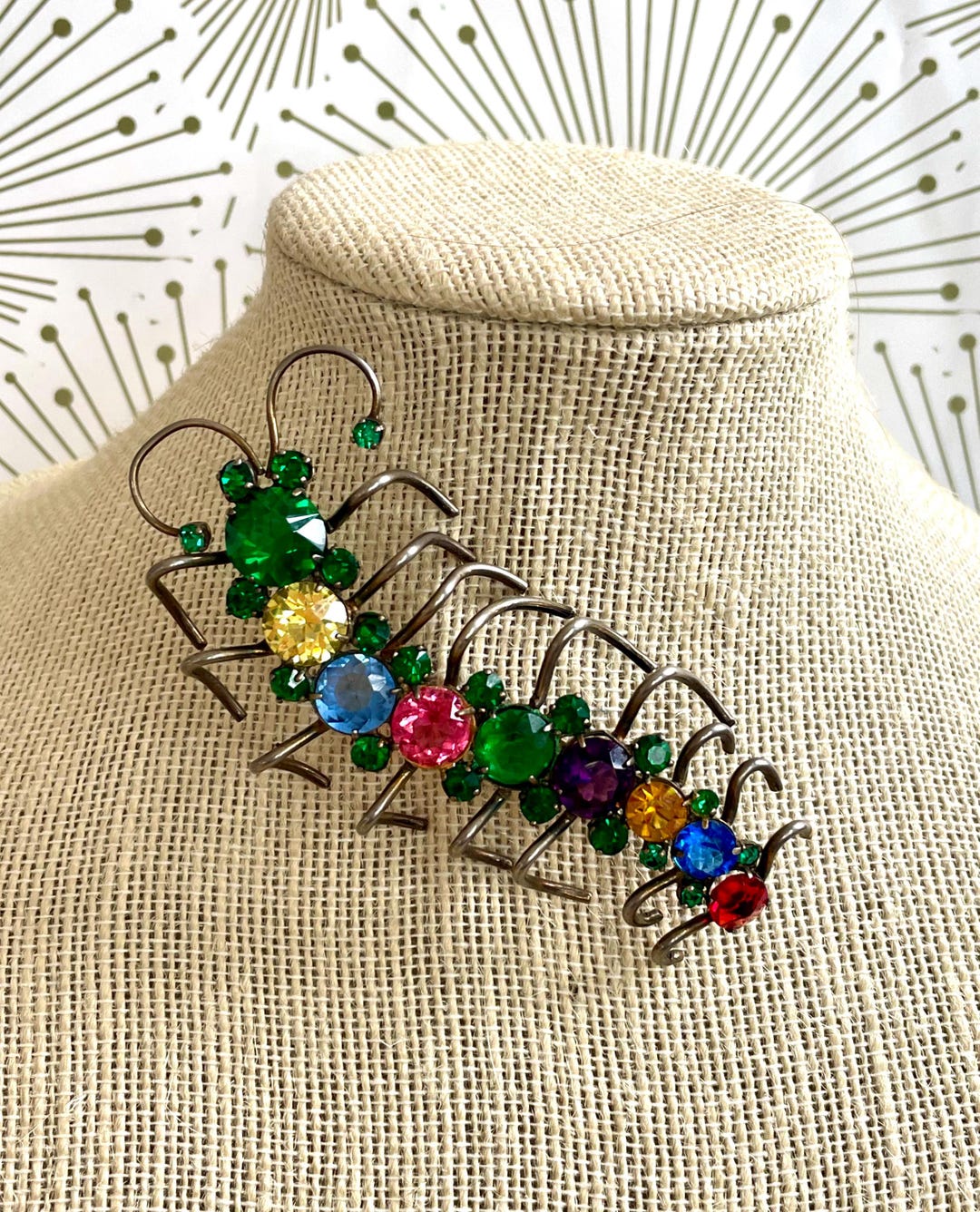 Centipede Colored 9-stone Bug Brooch Pin Vintage - Etsy