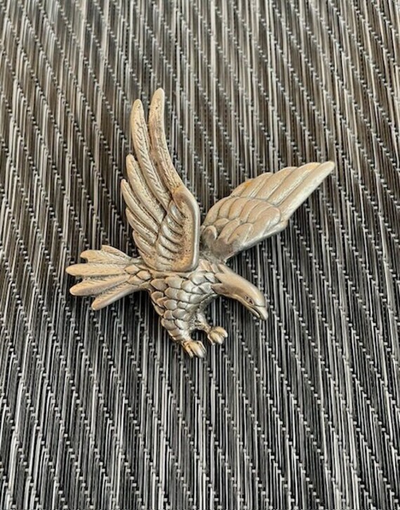 Large, Fierce Sterling Flying Eagle Brooch Pin - Vint… - Gem