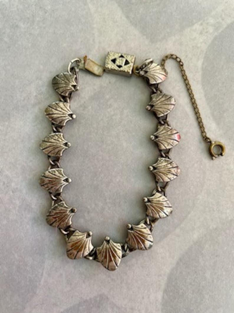 Art Deco Clam Shell Sterling Silver Bracelet - Vintage - Etsy