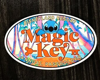 Magic Key Retro Annual Passholder Sticker & Magnet - Etsy