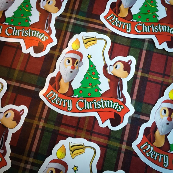 Chip and Dale Christmas Sleigh Sticker & Magnet Stickers, Labels & Tags ...