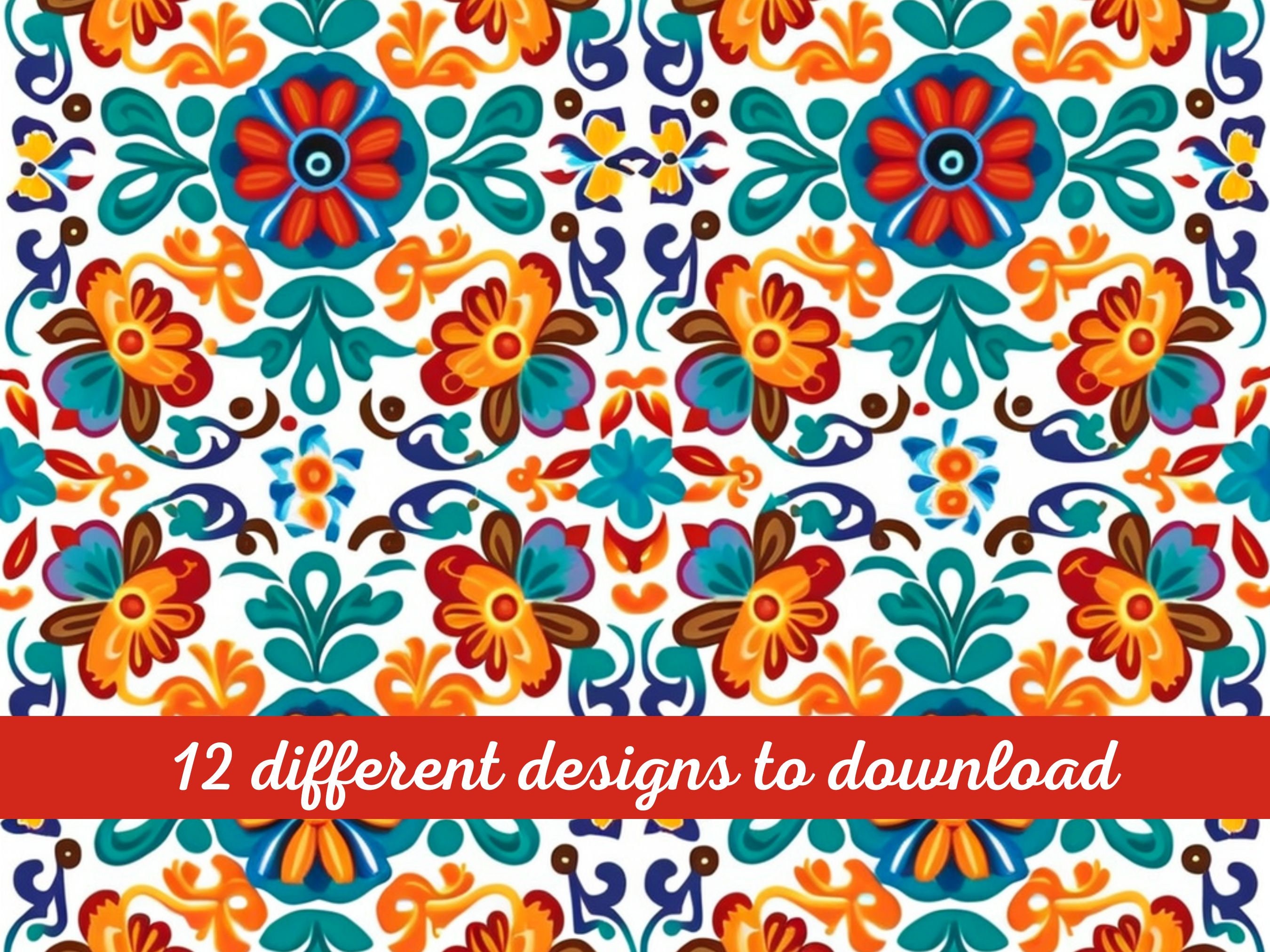 Colorful Mexican Flower Patterns 12 X 12 Flower - Etsy