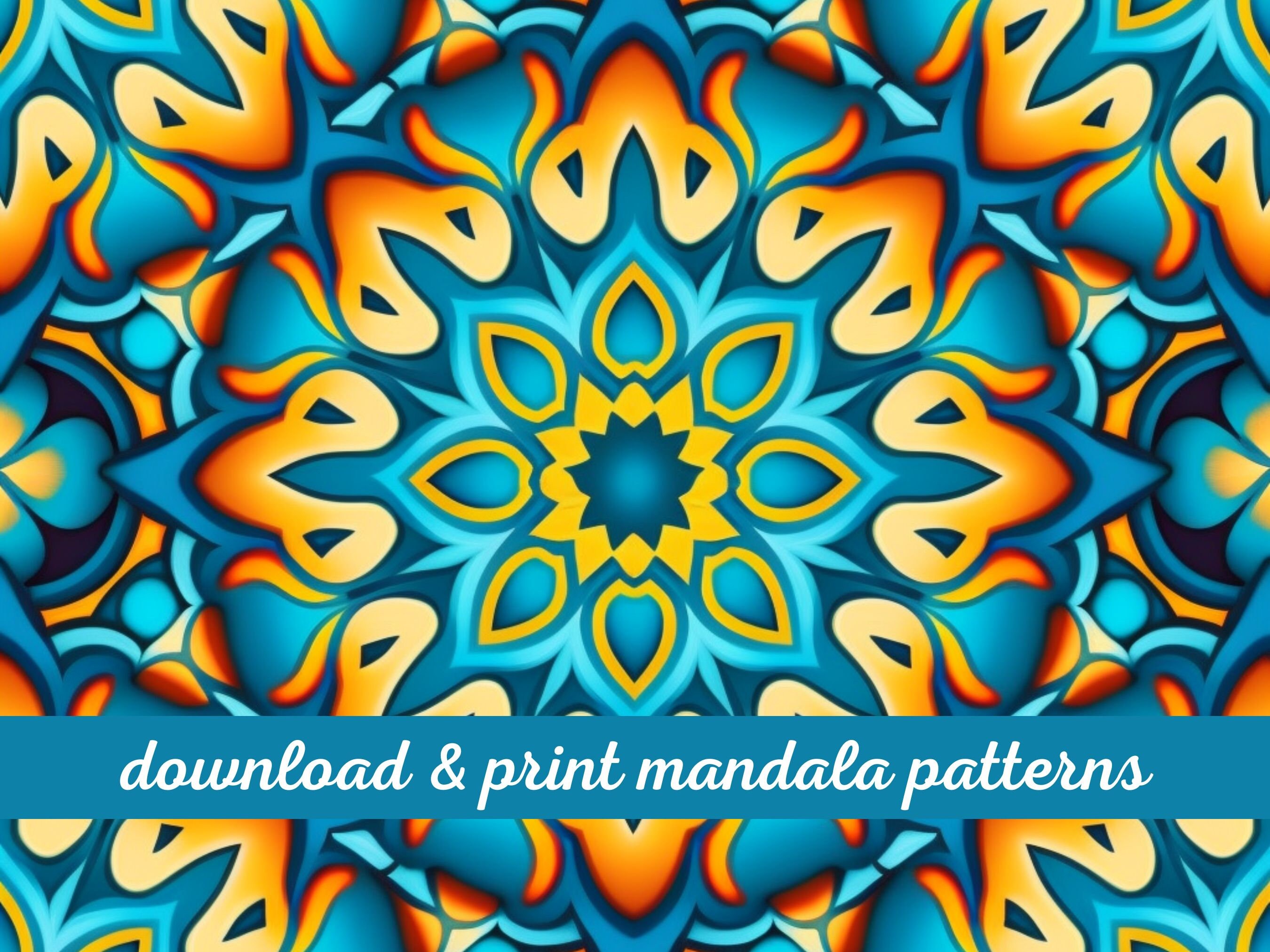 Multi-colored Flower Mandala Patterns | Printable 12" X 12" Files | JPG ...