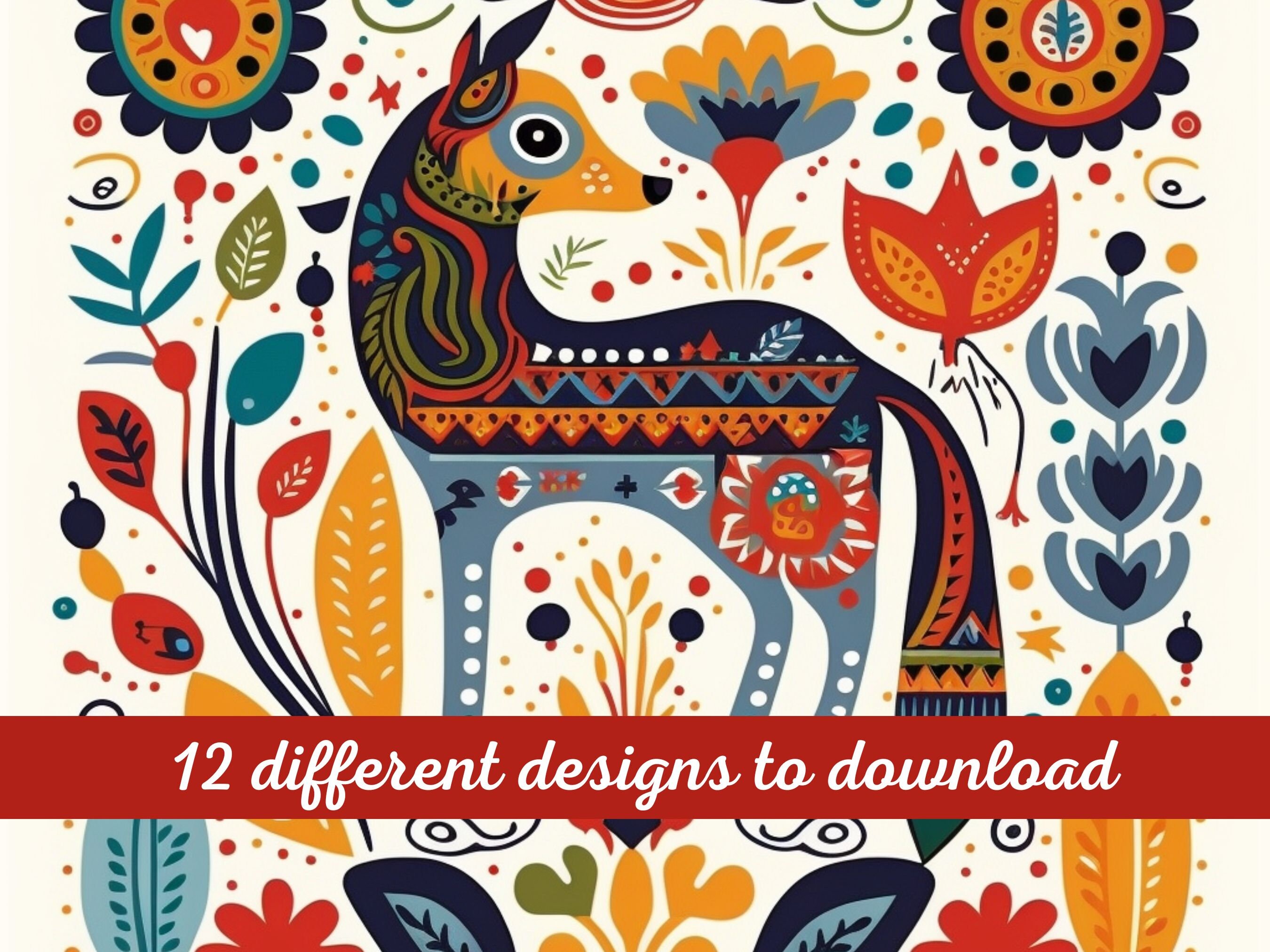 Folk Art Animal Patterns 12 X 12 Instant Files - Etsy