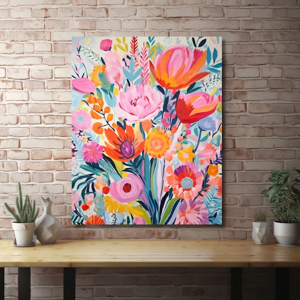 Pink Flower Canvas - Etsy