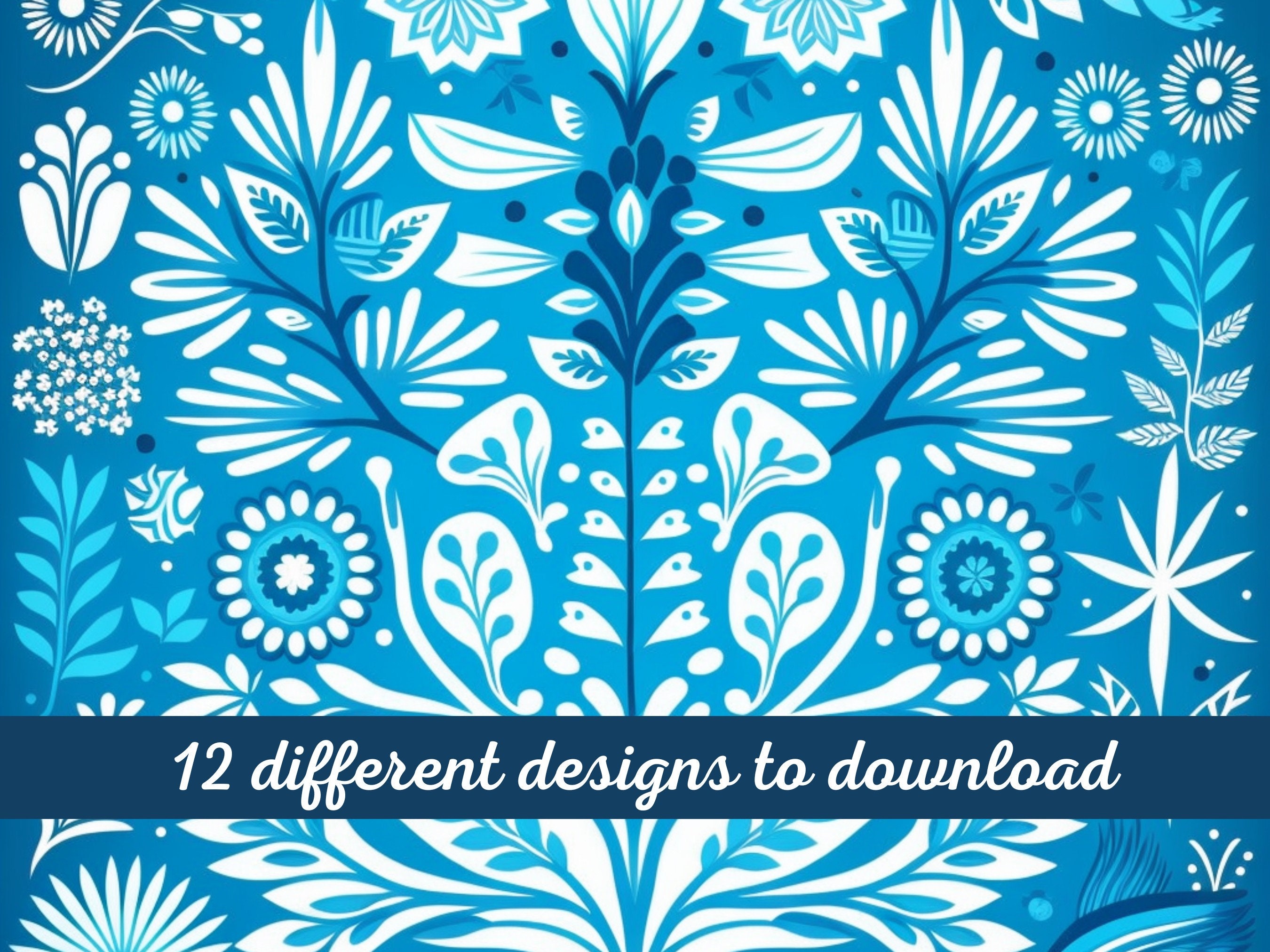 Scandinavian Shades of Blue Patterns | 12" X 12" Colorful Designs | 12 ...