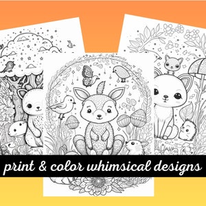 Whimsical Animals and Scenes Fantasy Coloring Book 50 - Etsy