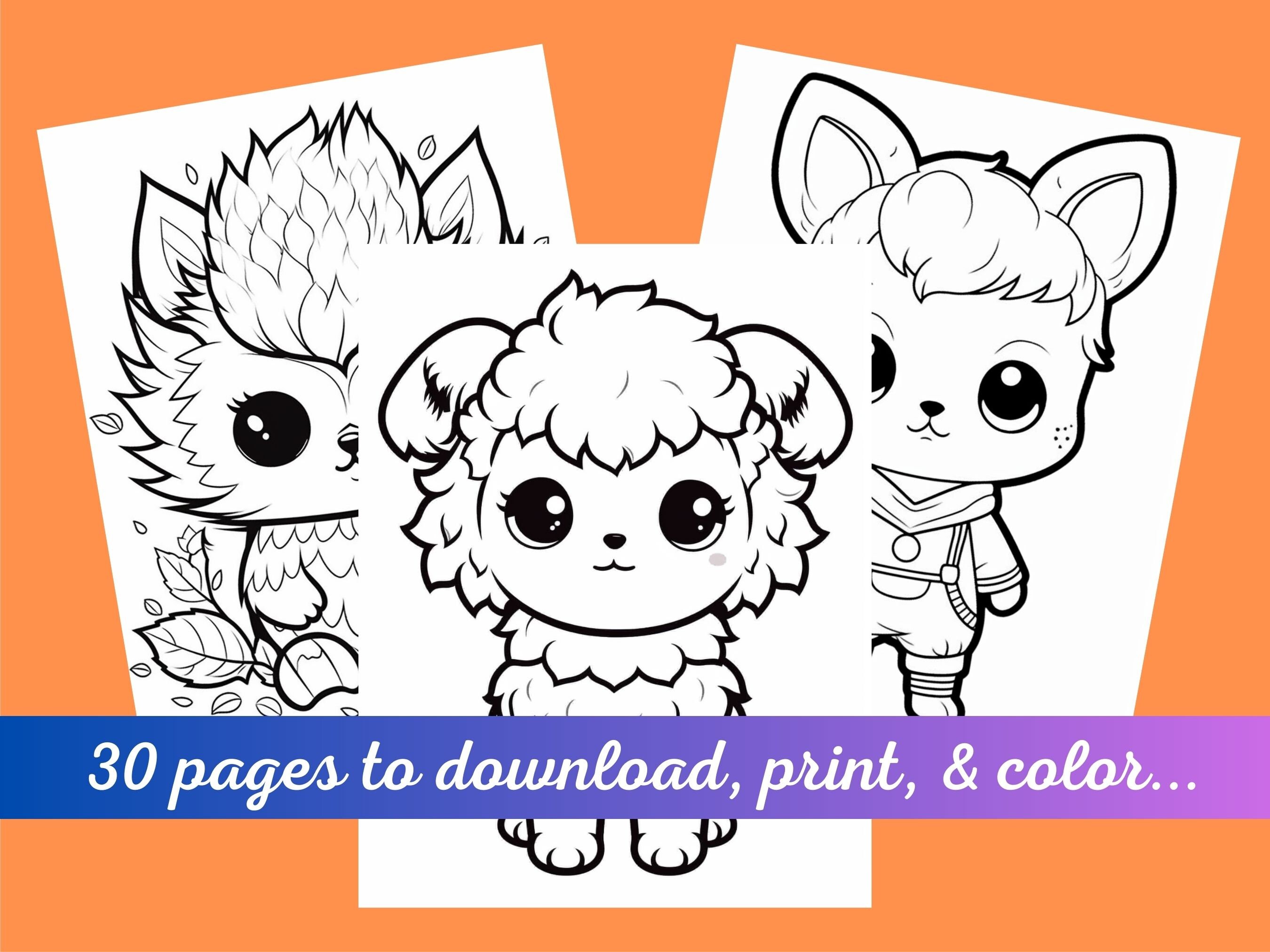 Cute Creative Animals 30 Coloring Pages Files Printable JPG and PDF ...