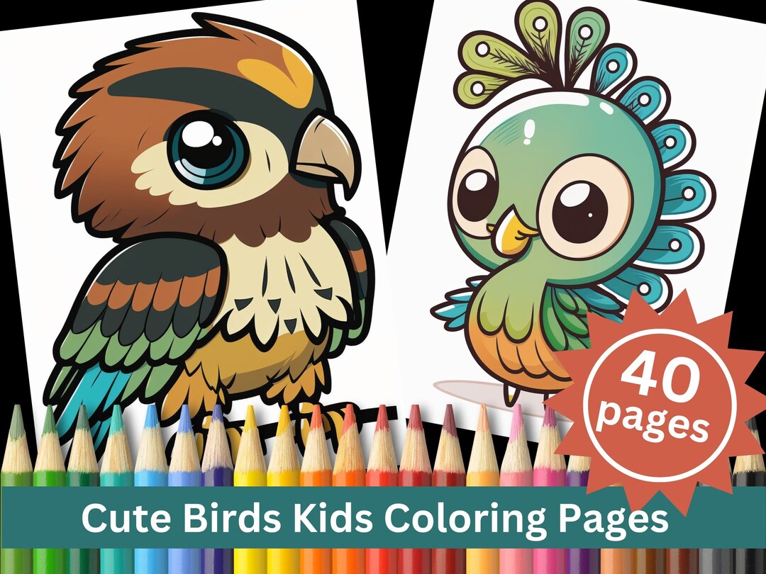 Cute Birds Coloring Pages | Coloring Book for Kids | 40 Coloring Pages ...