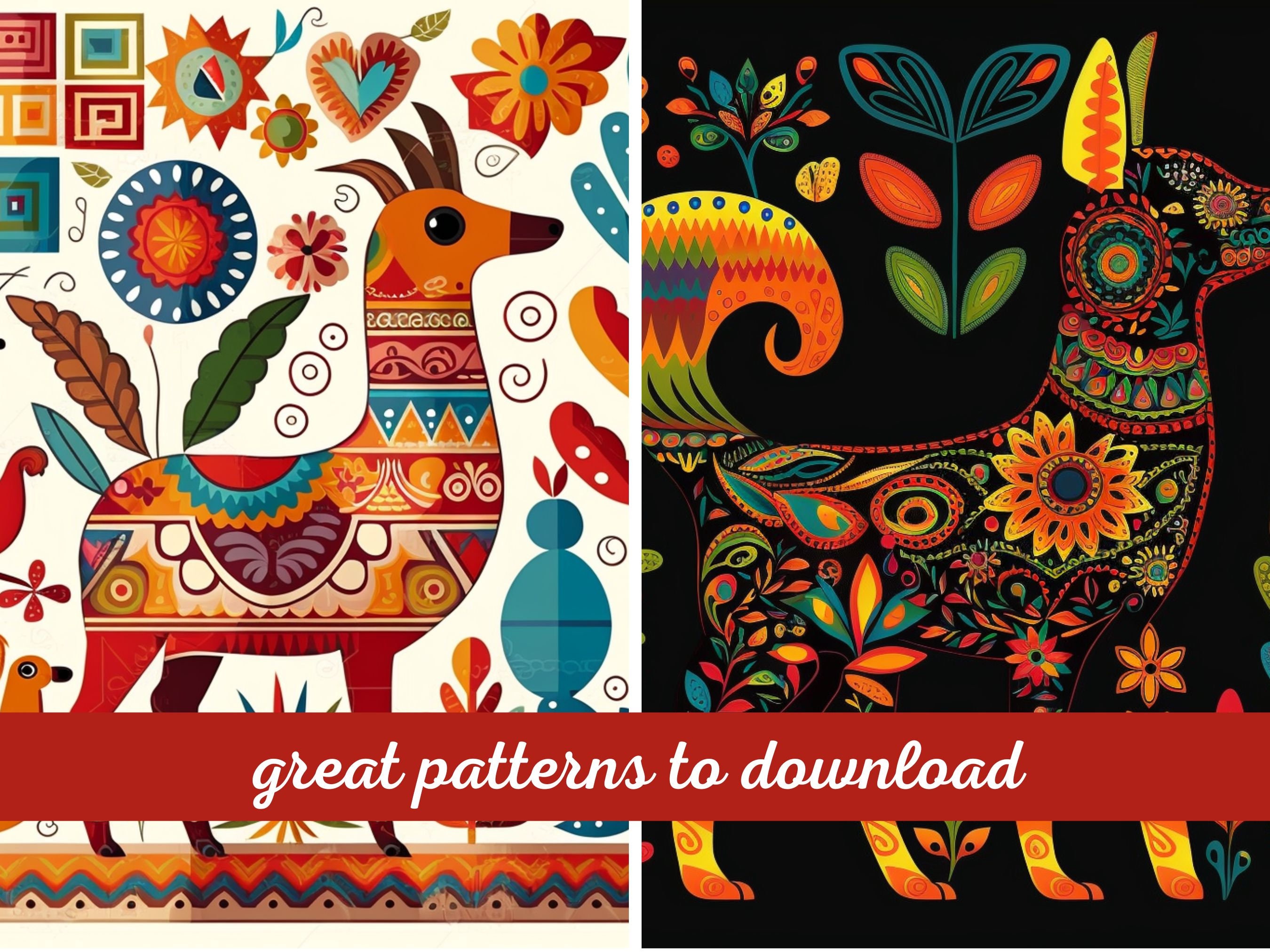 Folk Art Animal Patterns 12 X 12 Instant Files - Etsy
