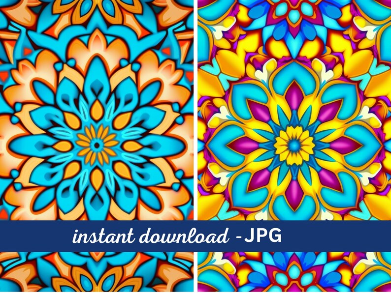 Colorful Flower Mandala Patterns Printable 12 X - Etsy