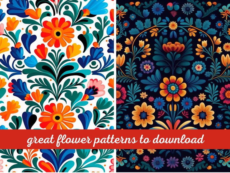 Colorful Mexican Flower Patterns 12 X 12 Flower - Etsy