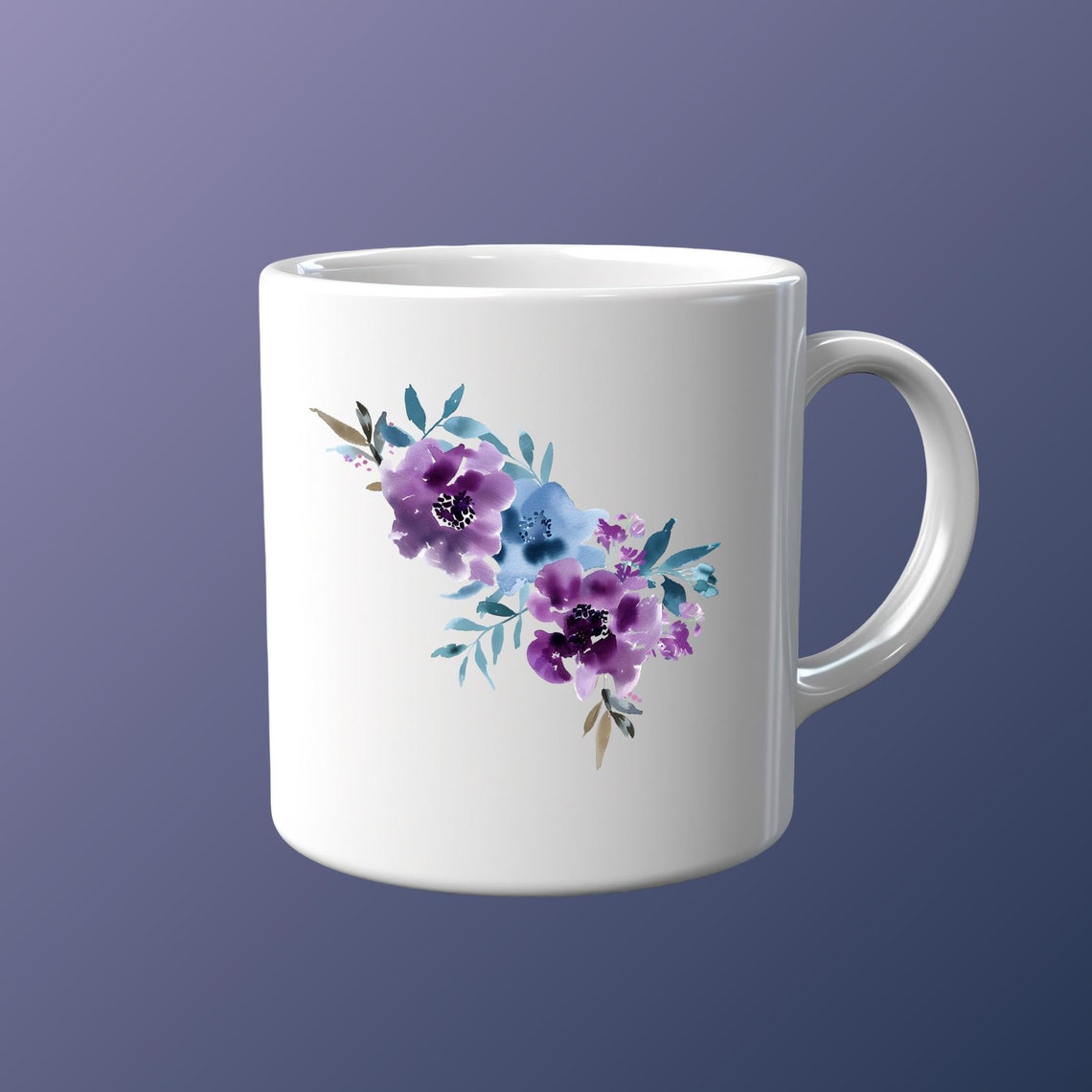 Purple and Turquoise Floral Clipart - Instant Download 20 Digital ...