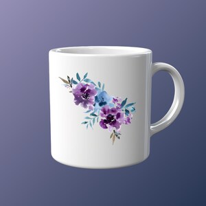 Purple and Turquoise Floral Clipart - Instant Download 20 Digital ...